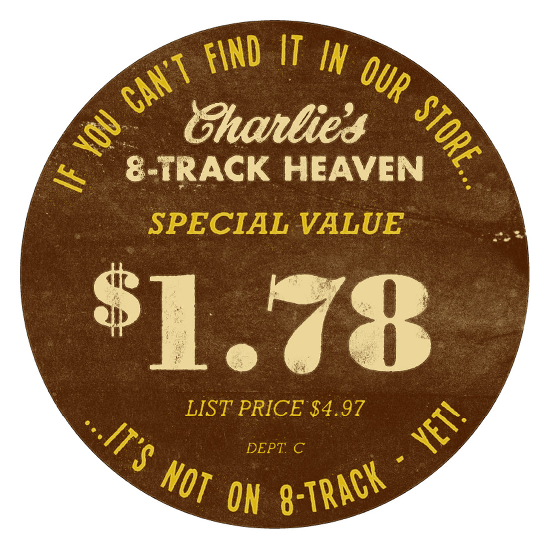 Album Cover Art: 'Charlie's 8-Track Heaven' Record Store Price Tag Sti ...