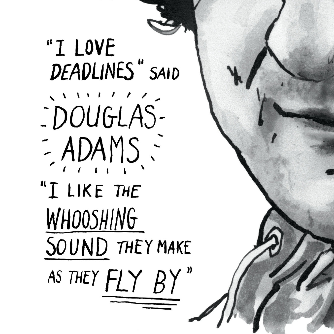 Douglas Adams Portrait Poster Print by Standard Designs