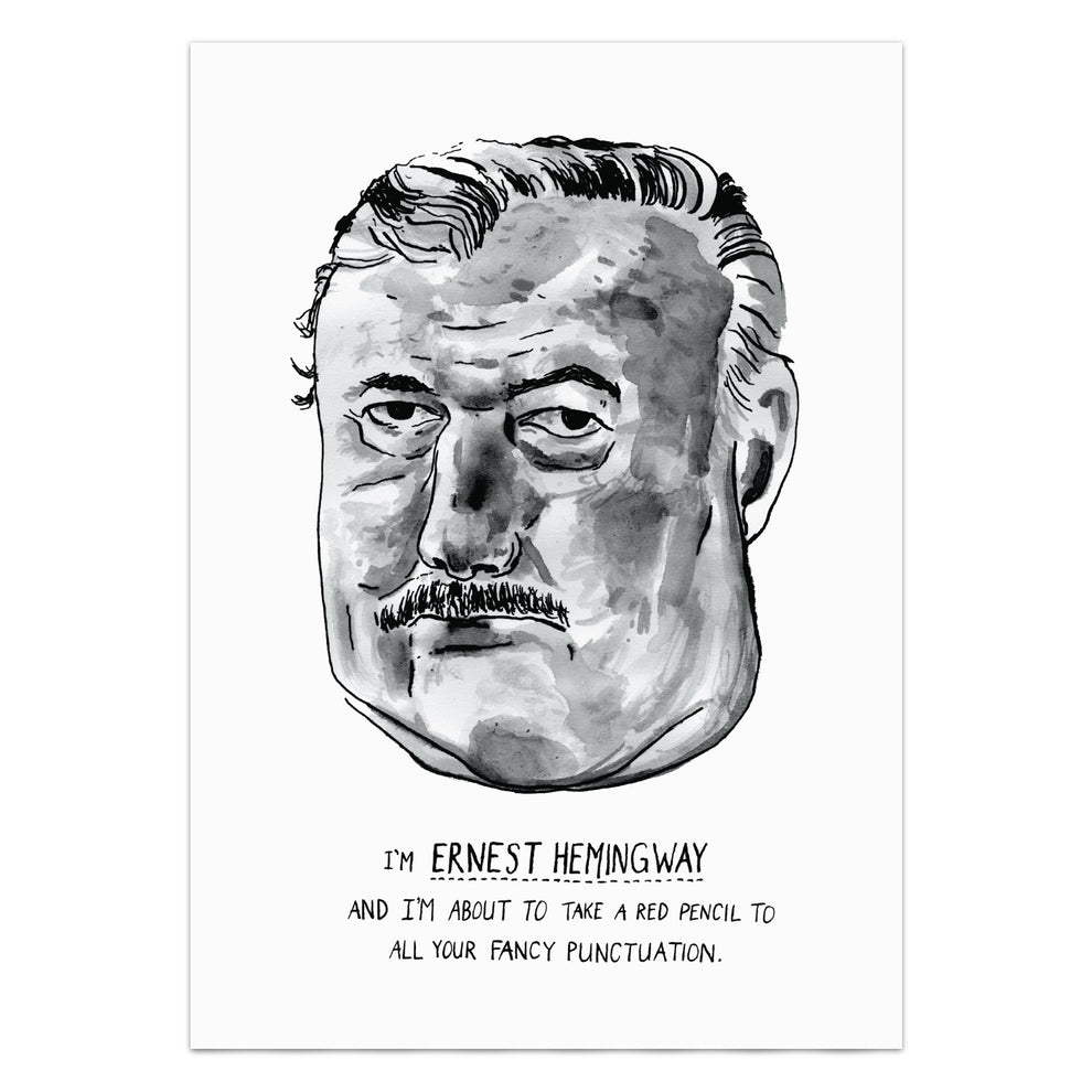Ernest Hemingway 'Punctuation' Portrait Poster Print by Standard Designs