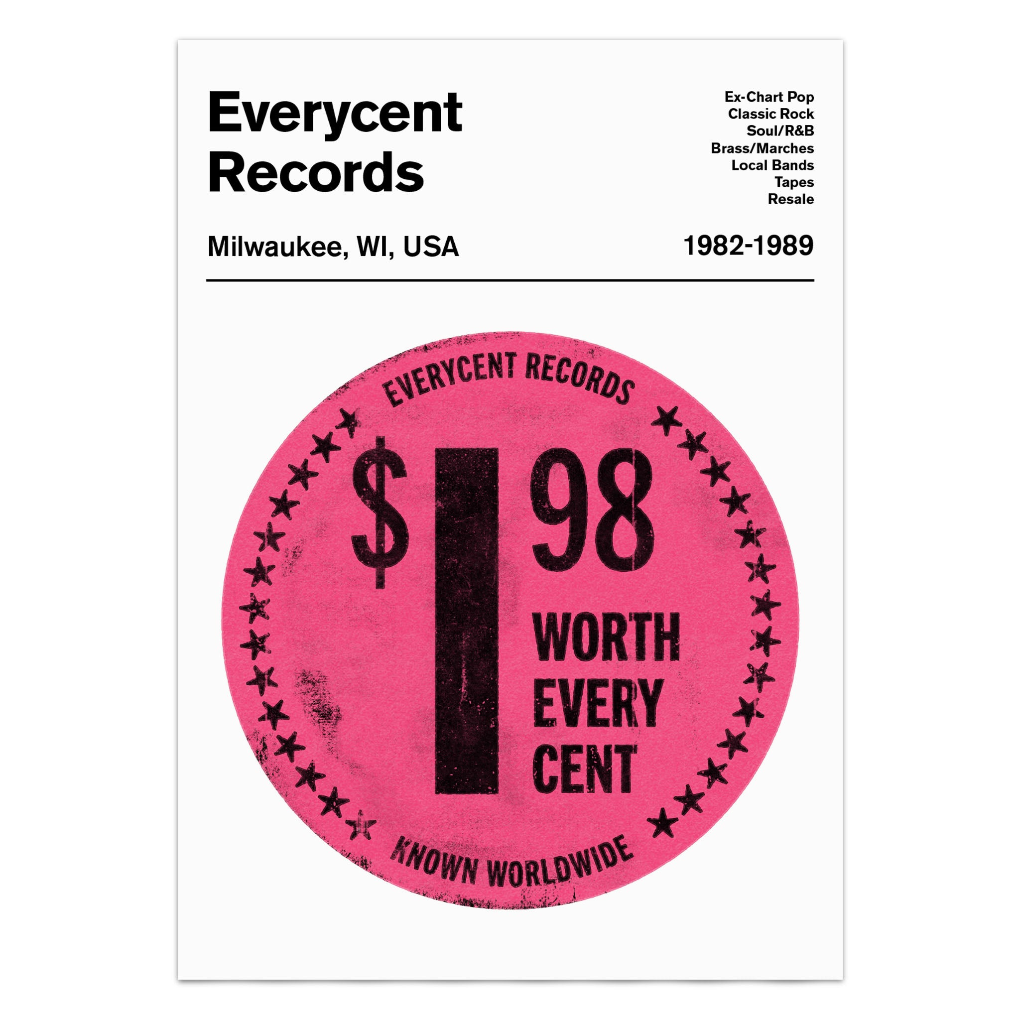 Album Cover Art: 'Everycent Records' Record Store Price Tag Sticker Pr ...