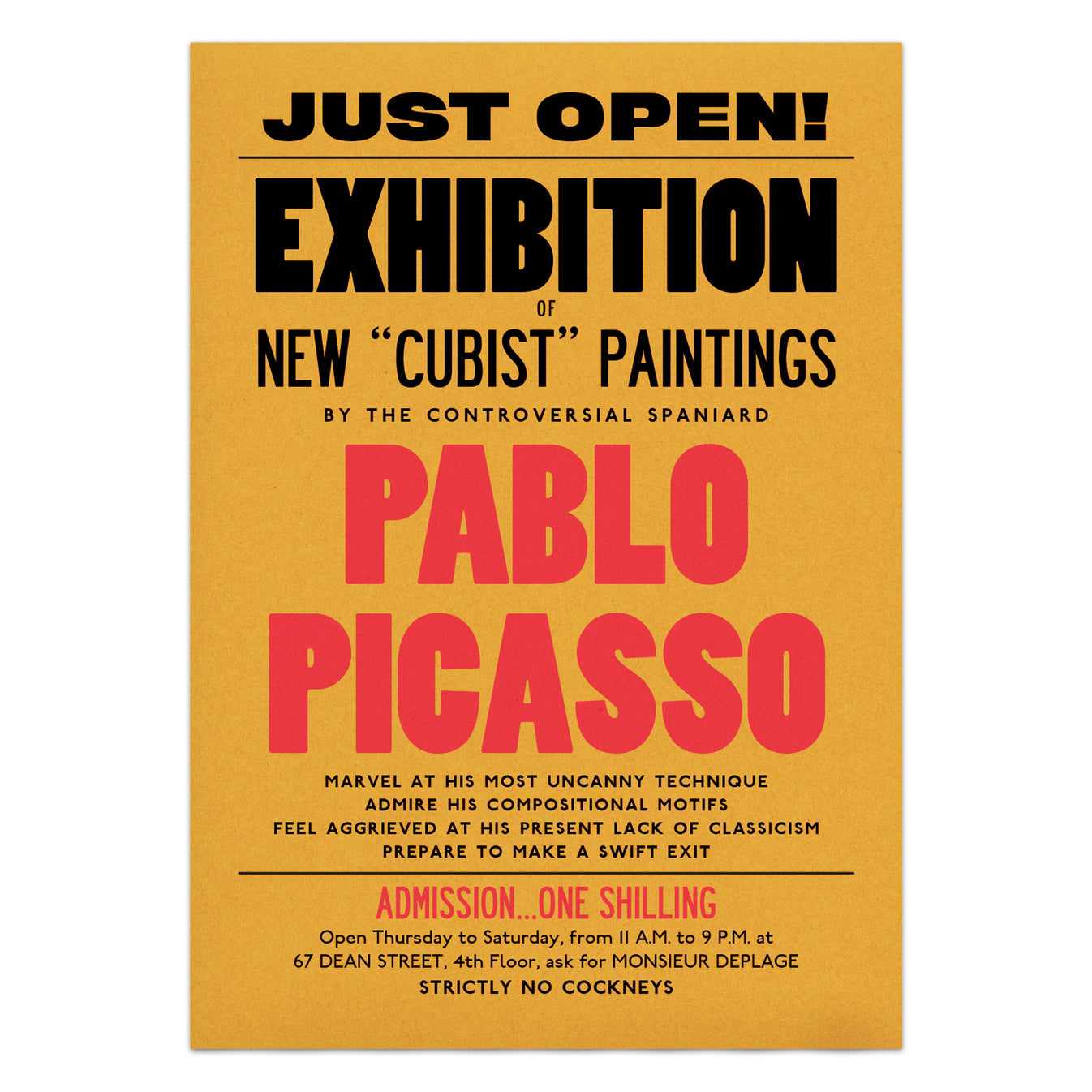 Pablo Picasso Exhibition Poster Print by Standard Designs
